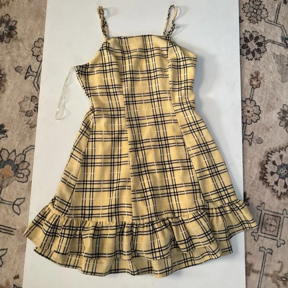 Altar'd State | Dresses | Altard State Yellow Checkered Mini Dress ...